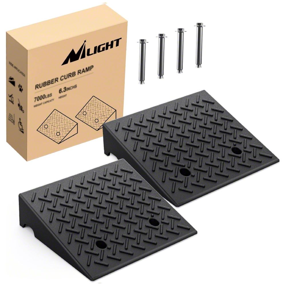 Universal EK Heavy Duty Rubber Curb Ramps; 6.30-Inch Rise - Free Shipping