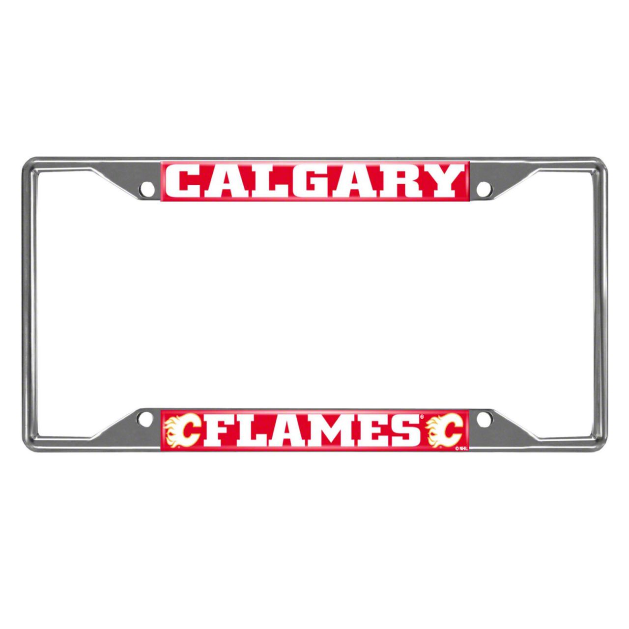 Universal EK License Plate Frame with Calgary Flames Logo; Chrome ...