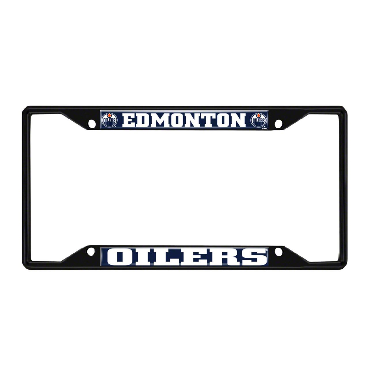 Universal EK License Plate Frame with Edmonton Oilers Logo; Black and ...