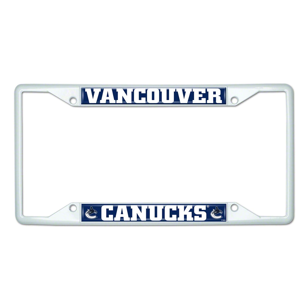 Universal EK License Plate Frame with Vancouver Canucks; White ...