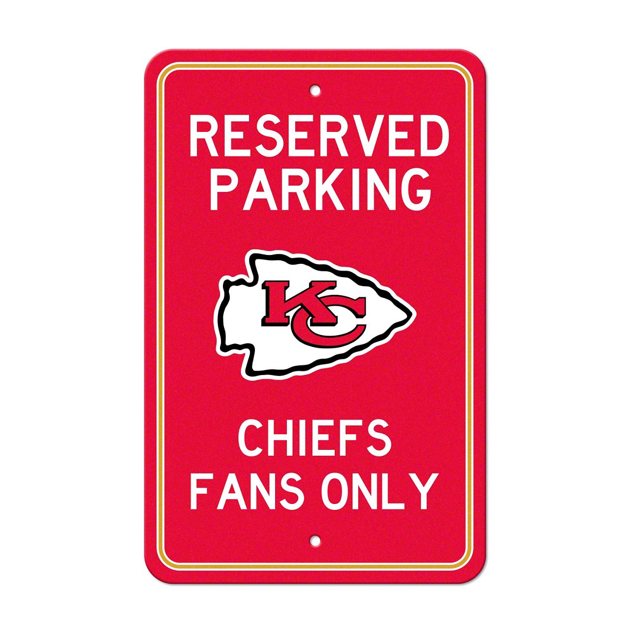 Universal EK Parking Sign with Kansas City Chiefs Logo; Red - Free Shipping